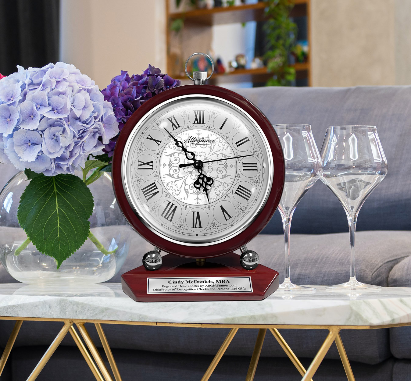 Canora Grey Large Versailles Mantel Desk Clock Engraved Table Top ...