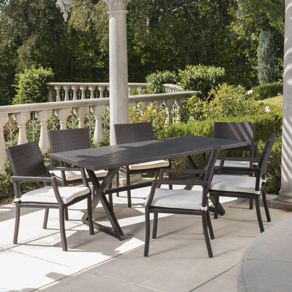 Gracie Oaks Dolph 7 Piece Dining Set with Cushions | Wayfair