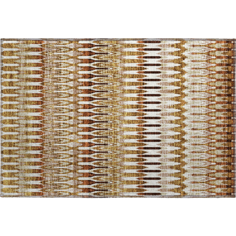 Bungalow Rose Premium Machine Washable Prisco Terracotta Rug | Wayfair