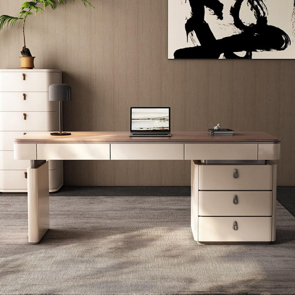 Groove Interior 55.12" Beige Rectangle Manufactured Wood with 6 drawers ...