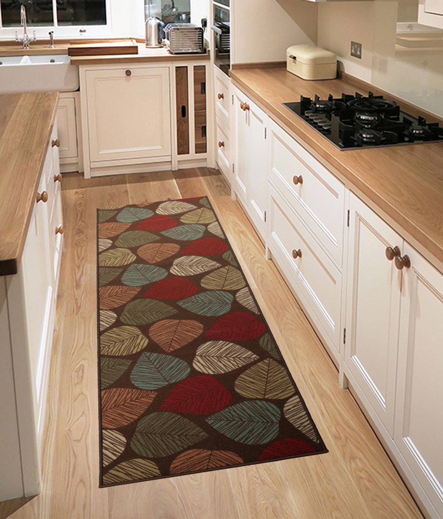 Red Barrel Studio® Custom Size Rug Floral Leaves Low Pile Slip ...