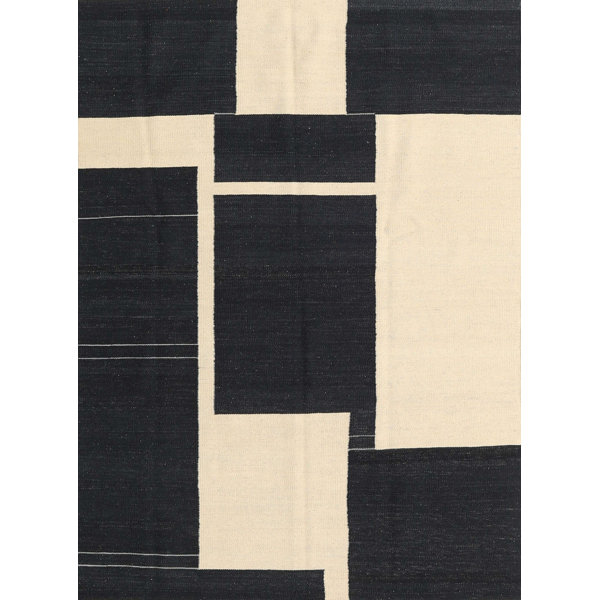East Urban Home Abstract Black/Beige Area Rug | Wayfair