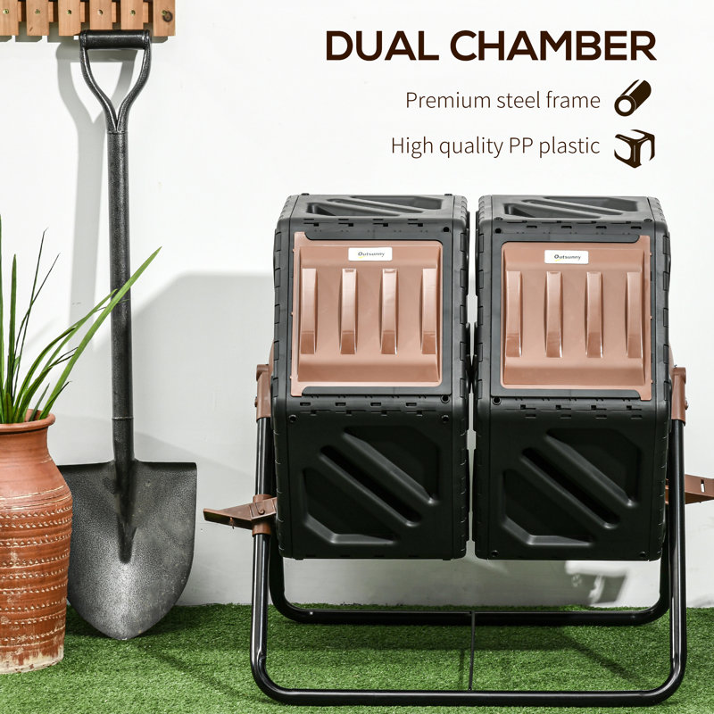 Outsunny 34.5 Gal. Plastic Tumbler Composter | Wayfair