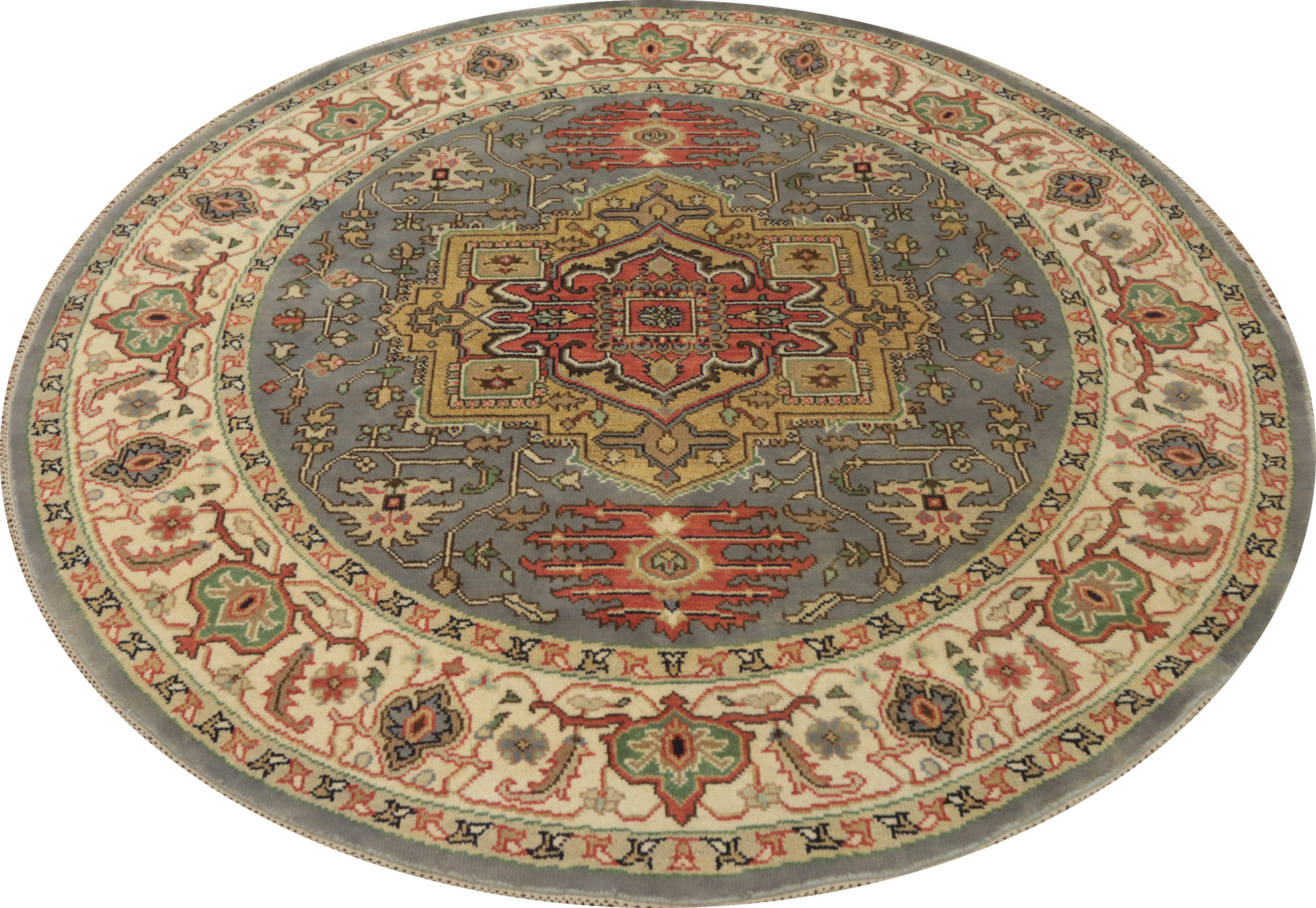 Isabelline Geometric Handmade Traditional Round Area Rug 8x8 | Wayfair