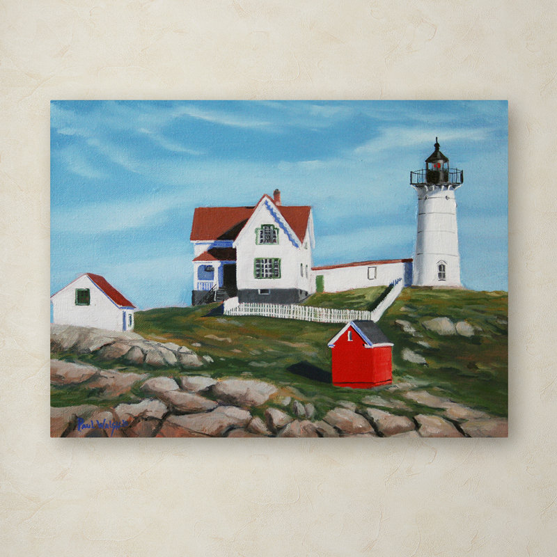 Trademark Fine Art 'Nubble Light House3' Print on Wrapped Canvas | Wayfair