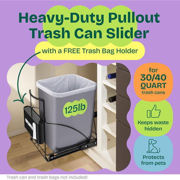 Rebrilliant Pull Out Trash Can Under Cabinet Shelf - Under Sink Trash ...