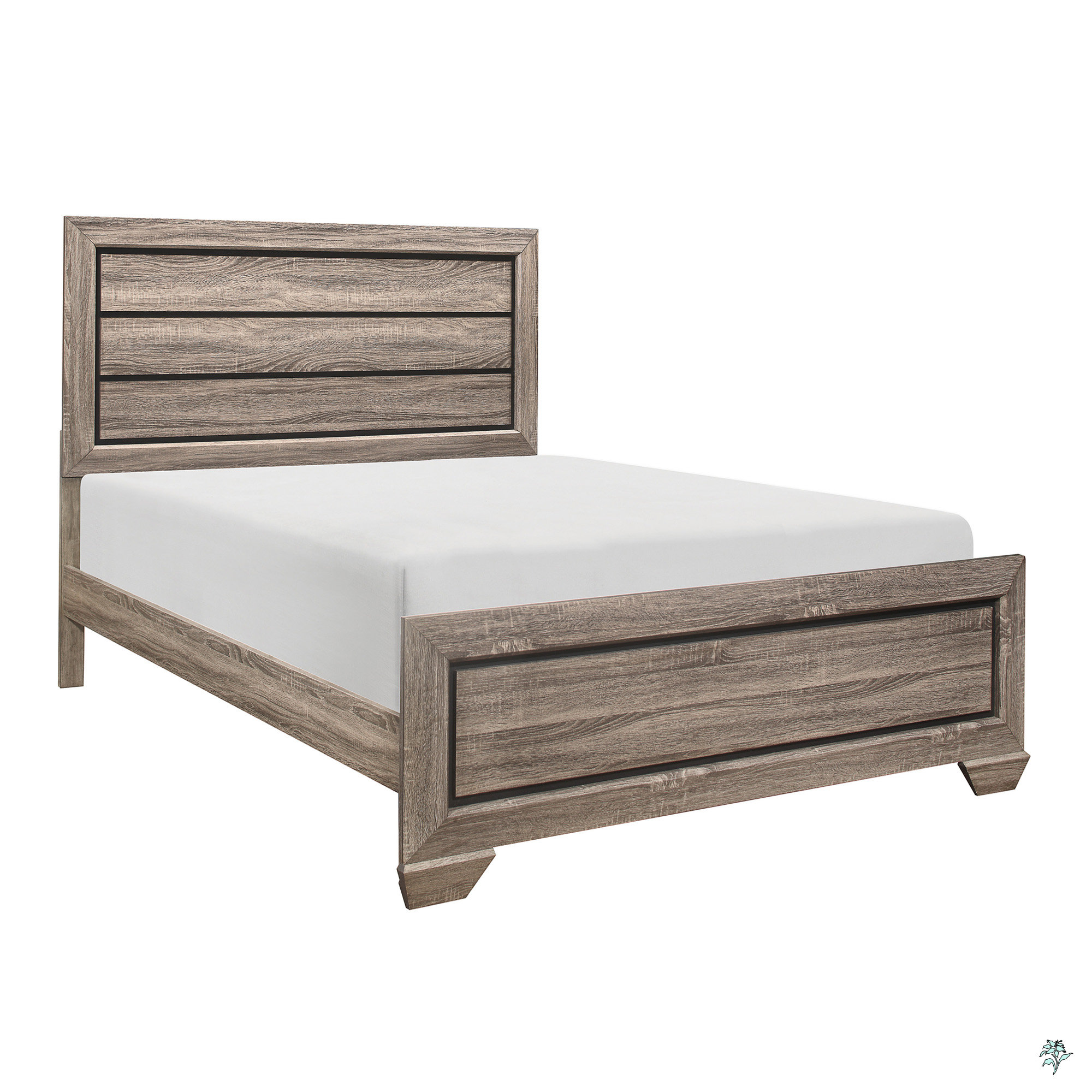 Gracie Oaks Queen Size Bed Dark Under-Panelling Wooden Bedroom ...