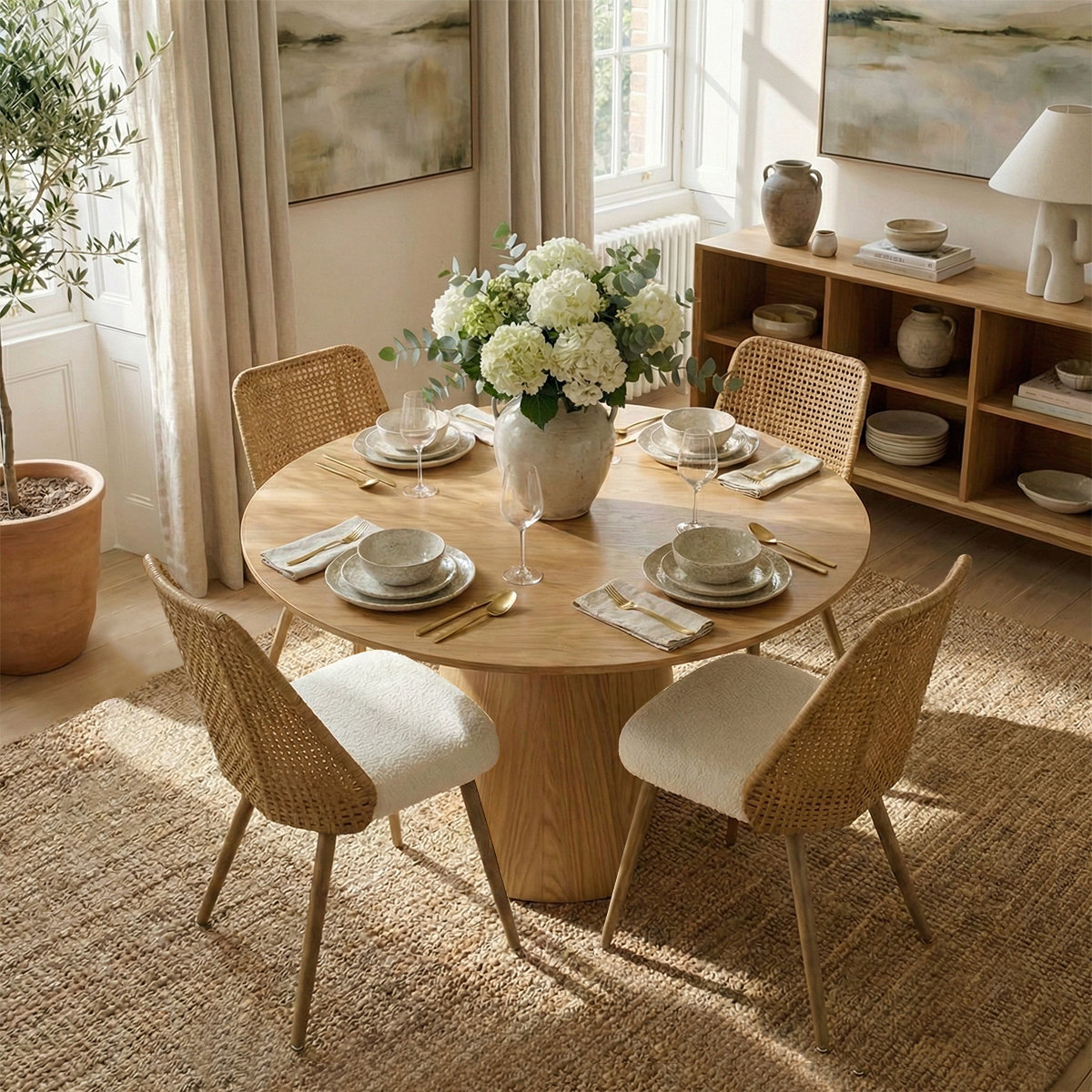 Wade Logan® Brookelyne 4 - Person Dining Table Sets With 52'' Round ...