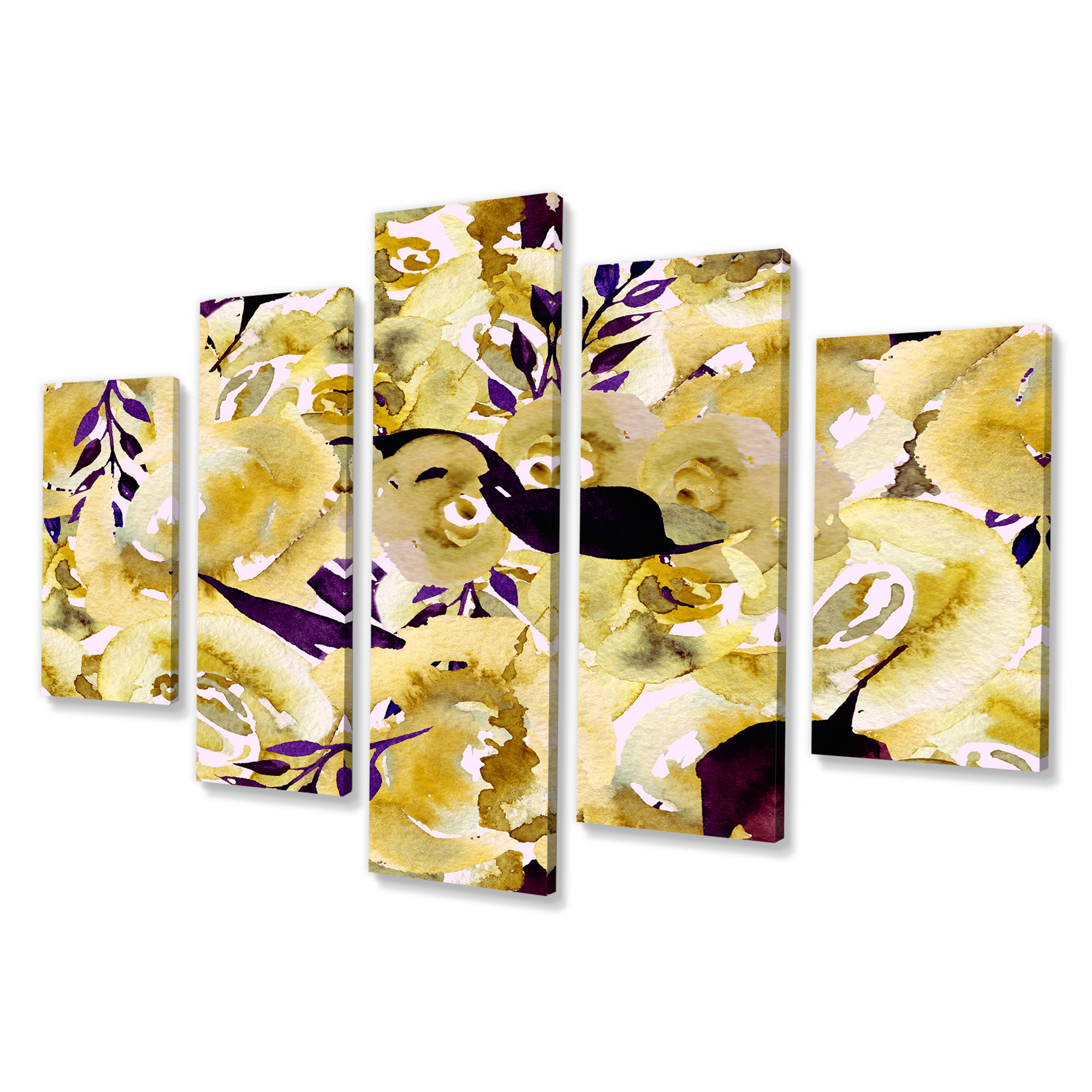 Design Art Yellow And Purple Retro Pattern - Patterned Canvas Wall Art ...