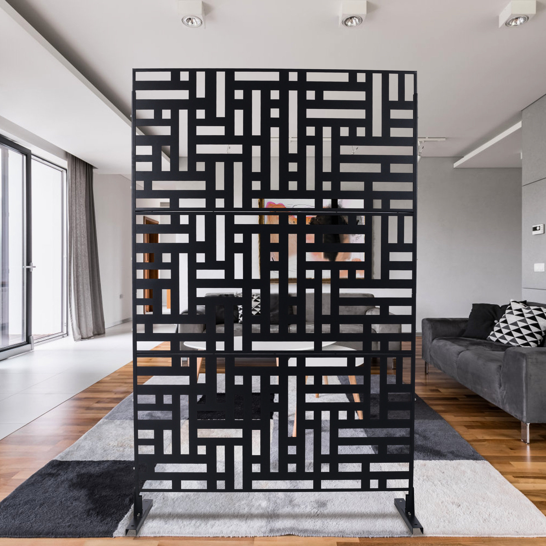 ArtisanArcade Metal Privacy Fence 76" H48" W - White For Patio, Balcony ...