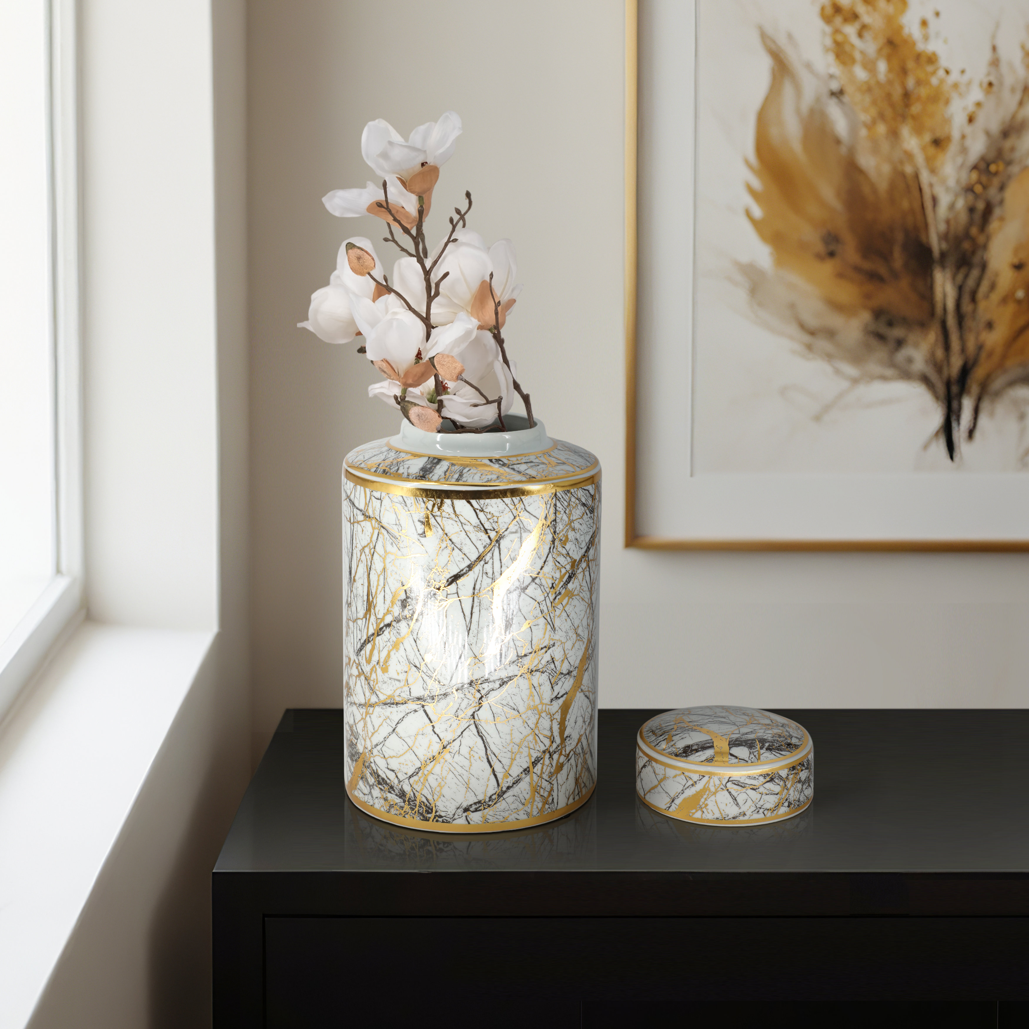 Etta Avenue™ Decorative Jar - Stoneware Ceramic with Modern Design and ...