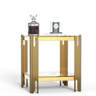 Mercer41 Luxury Double Layer Tempered Glass End Table With Gold ...