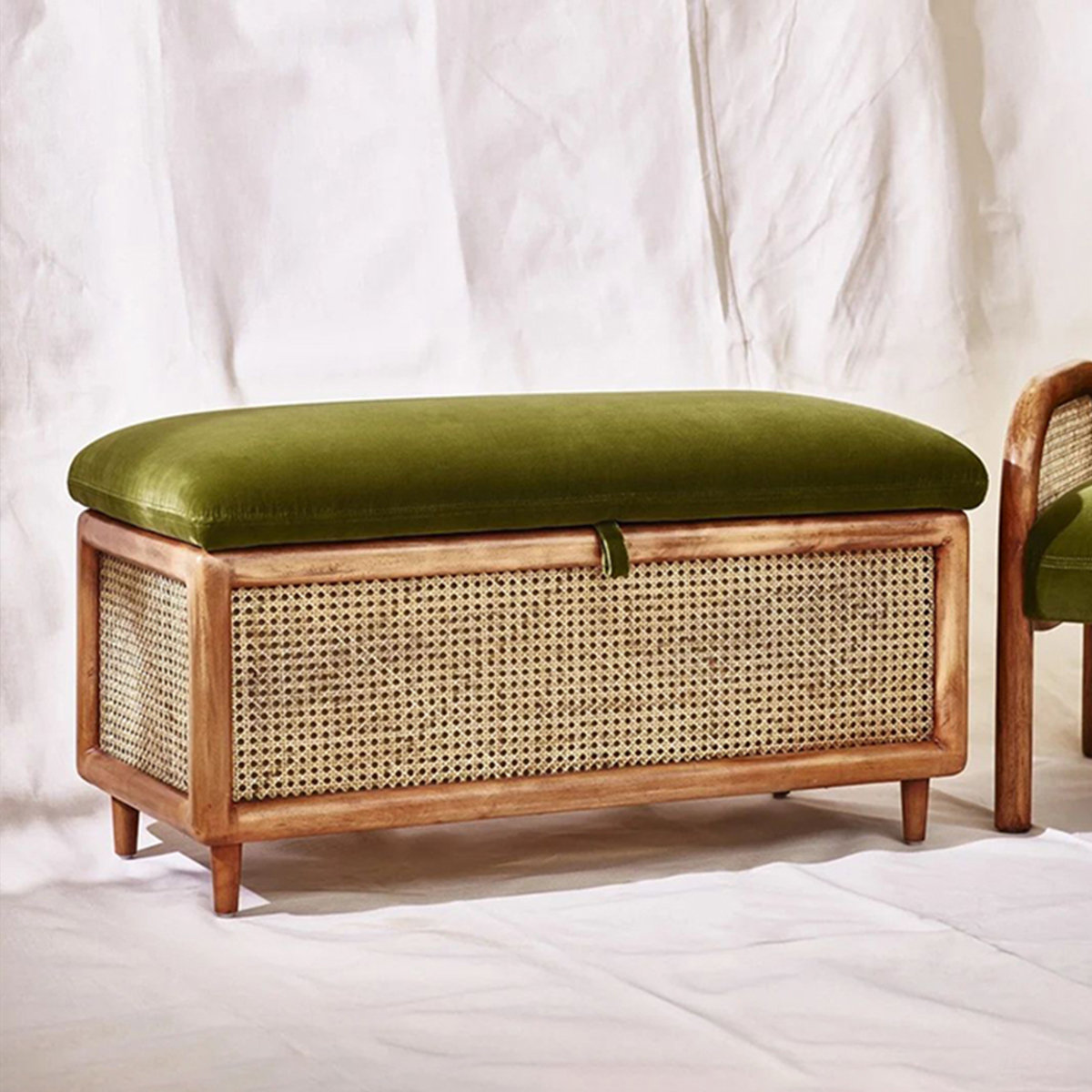 Dakota Fields Vintage Bohemian Solid Wood Rattan Shoe Storage Bench ...