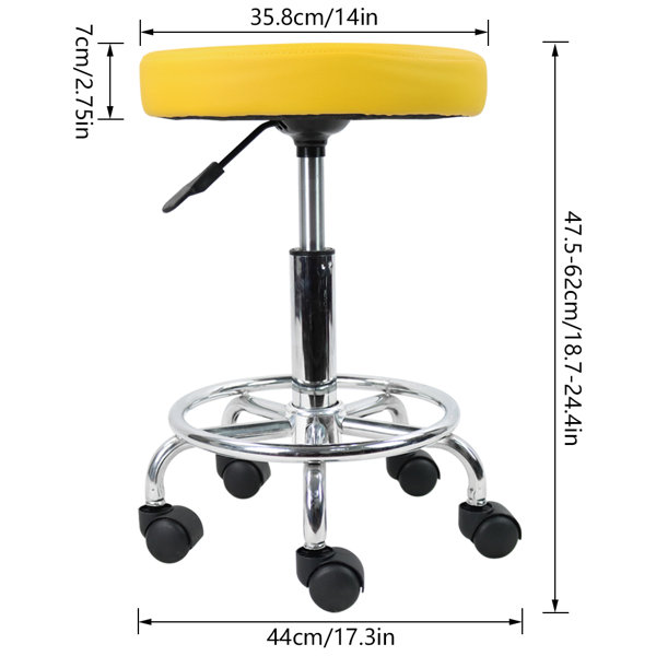 Inbox Zero PU Leather Round Rolling Height Adjustable Lab Stool ...