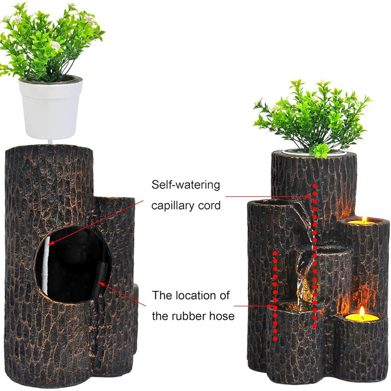 Ebern Designs Indoor Water Fountain 3 Tier Column Tabletop Fountain ...