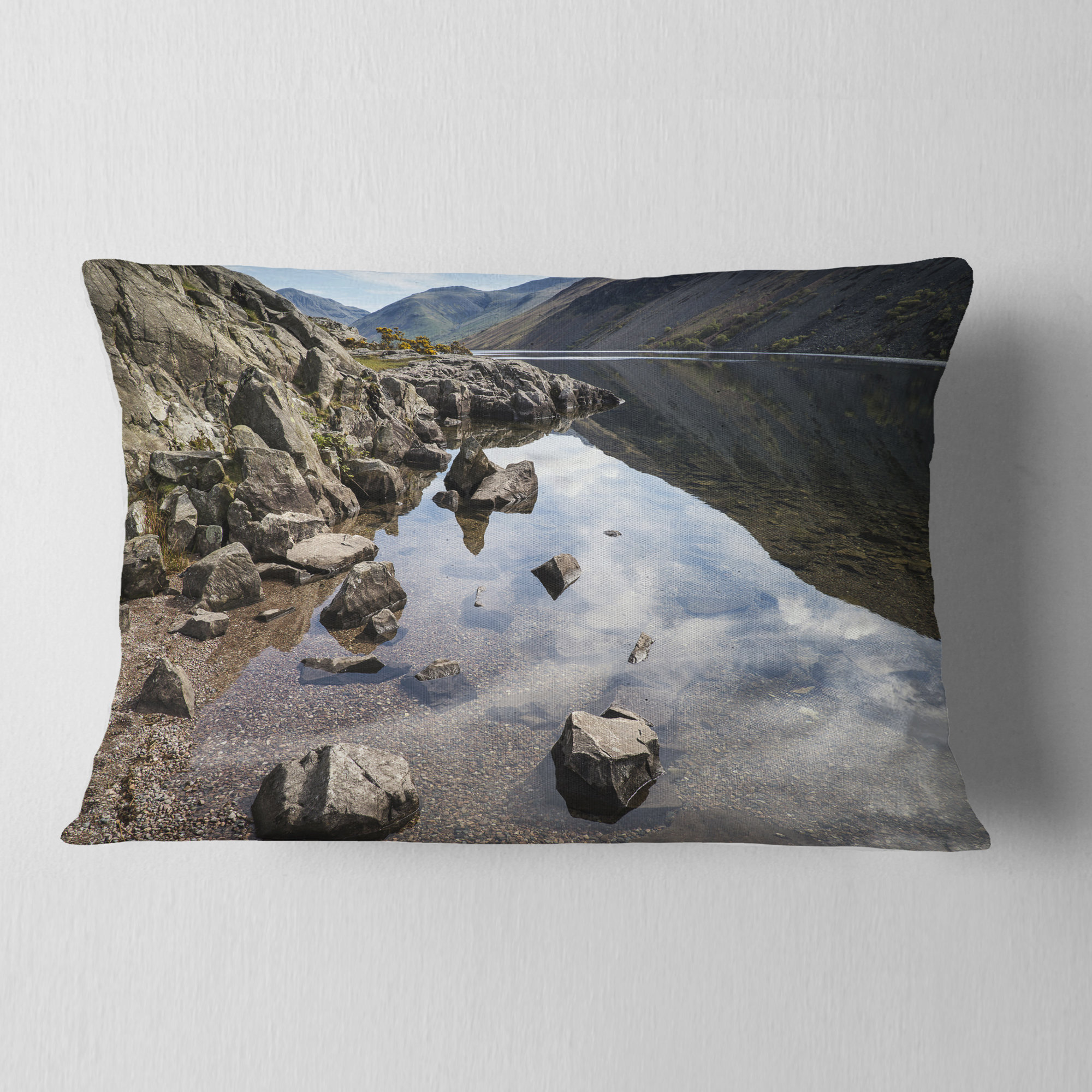 Design Art Landscape Printed Stunning Wast Water Reflection Lumbar ...