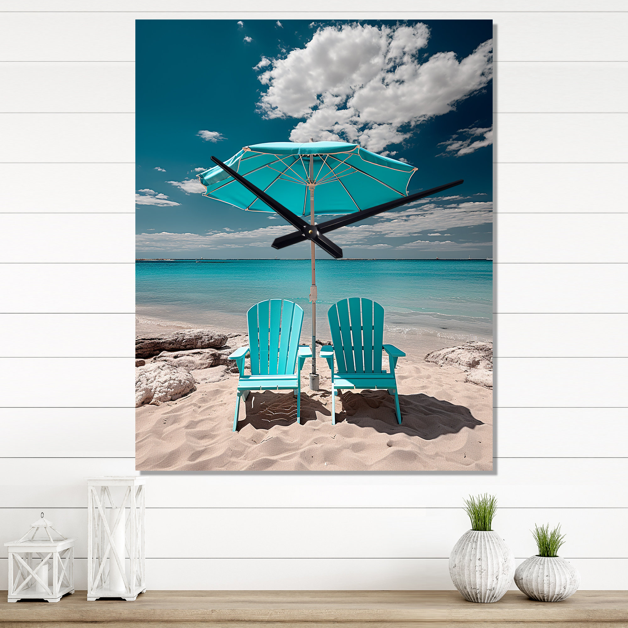 Design Art Beach Sandy Escape Chairs - Nautical & Beach Wall Clock ...