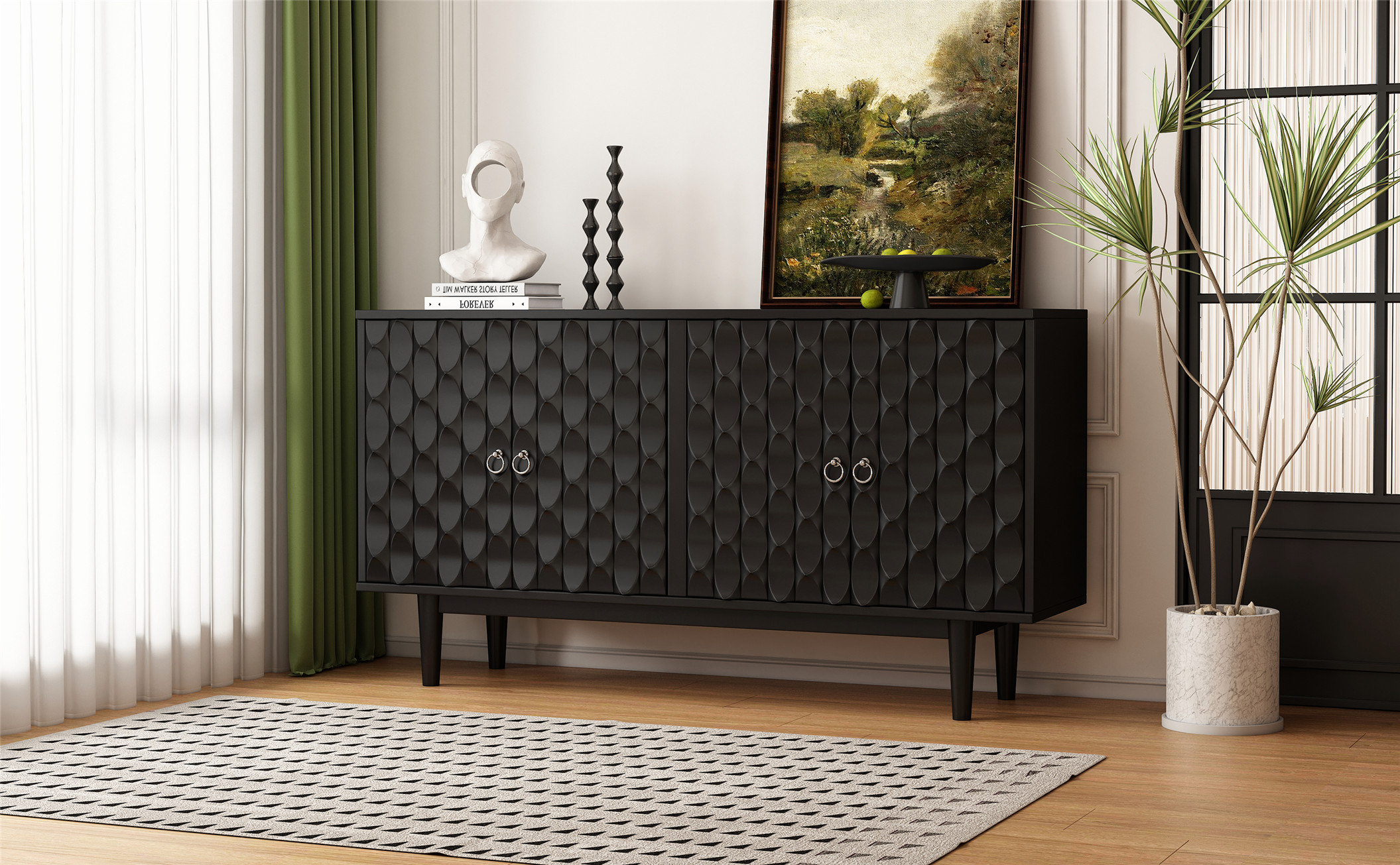 Latitude Run® Sophisticated 4-Door Sideboard with Patterned Doors and ...