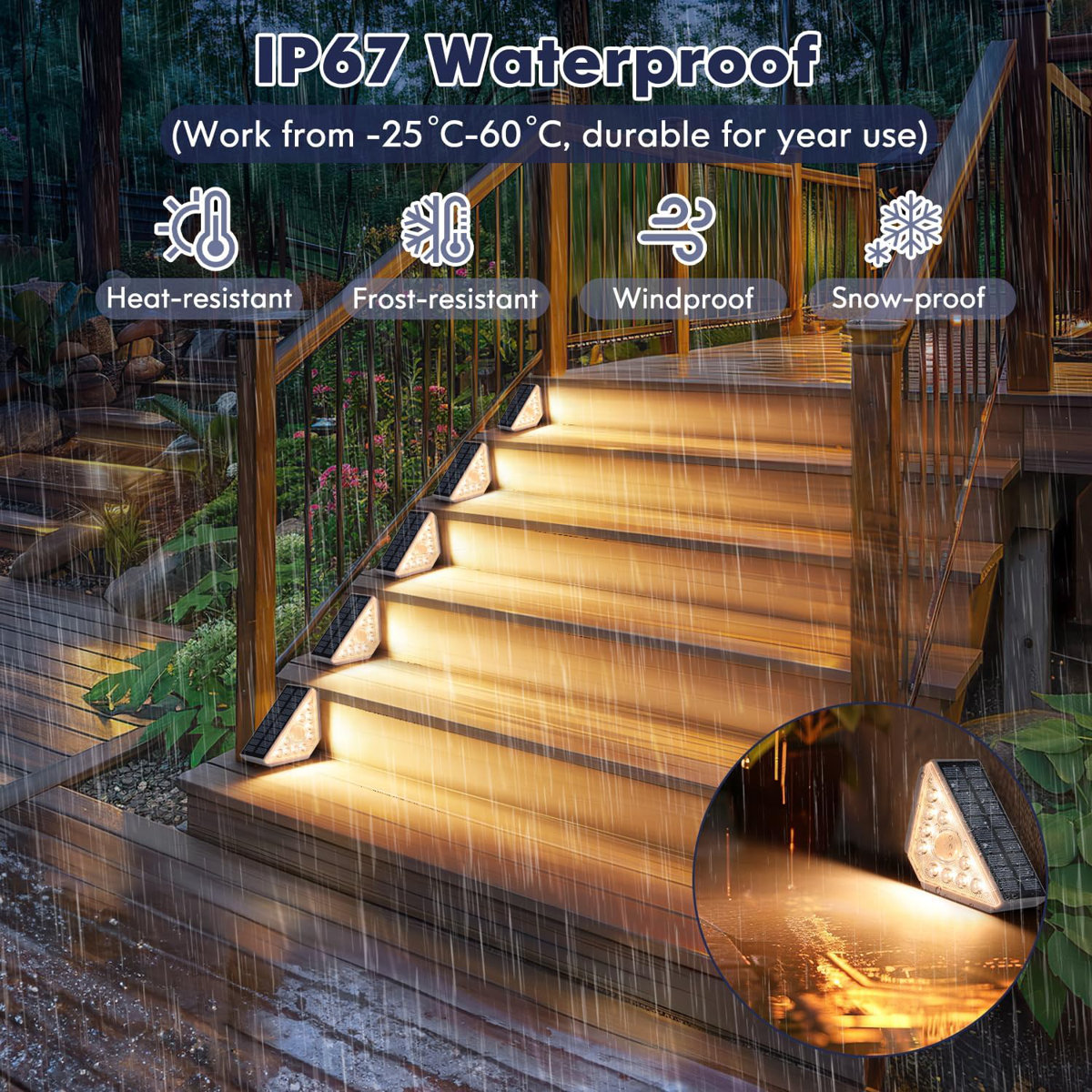 Arlmont & Co. Solar Step Lights For Outside, 6-Pack Motion Sensor ...