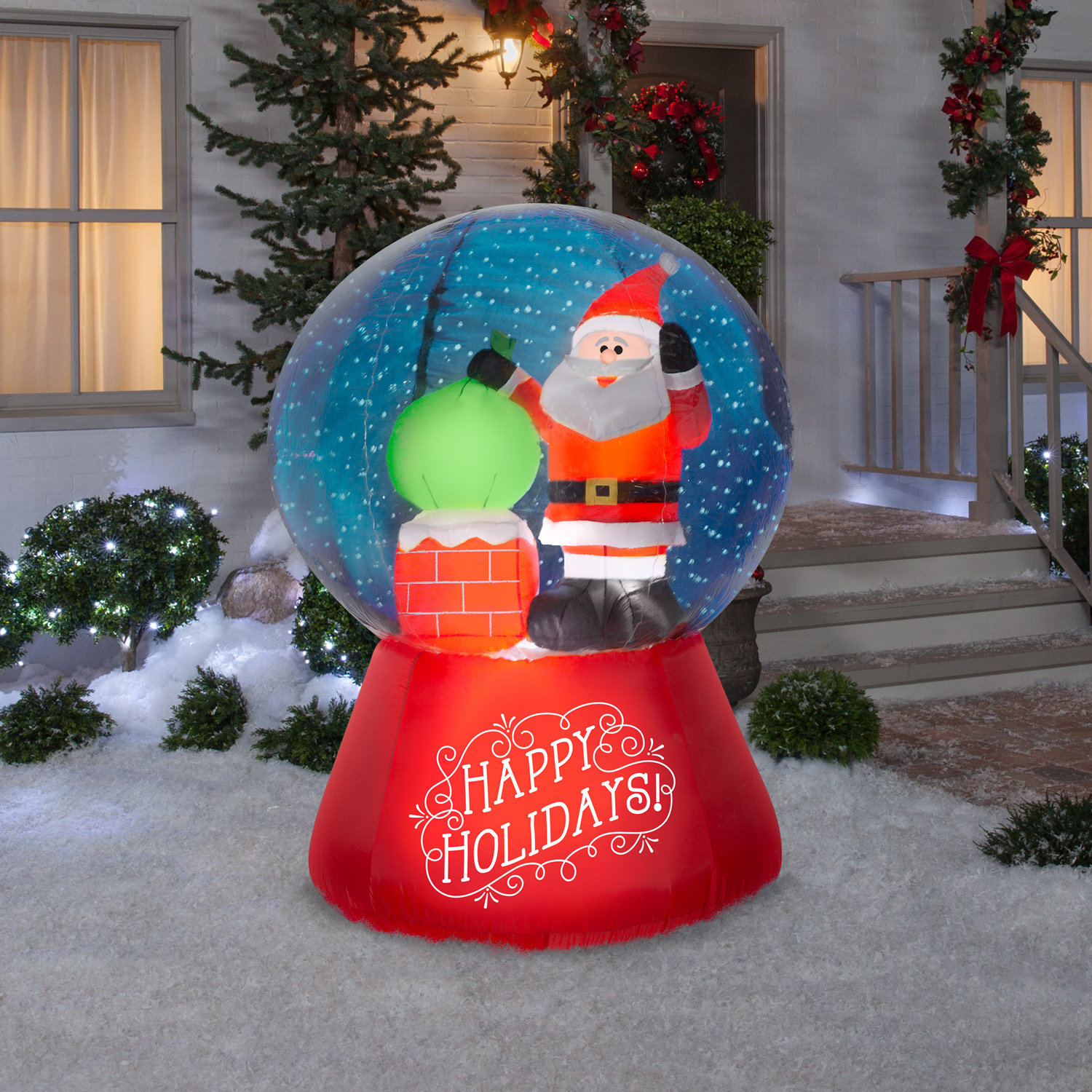 The Holiday Aisle® Snow Globe Santa Roof Prop Inflatable & Reviews ...