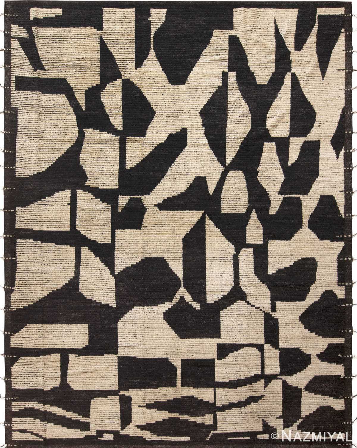 Nazmiyal Collection One-of-a-Kind Graphic Cream/Black Modern Abstract ...