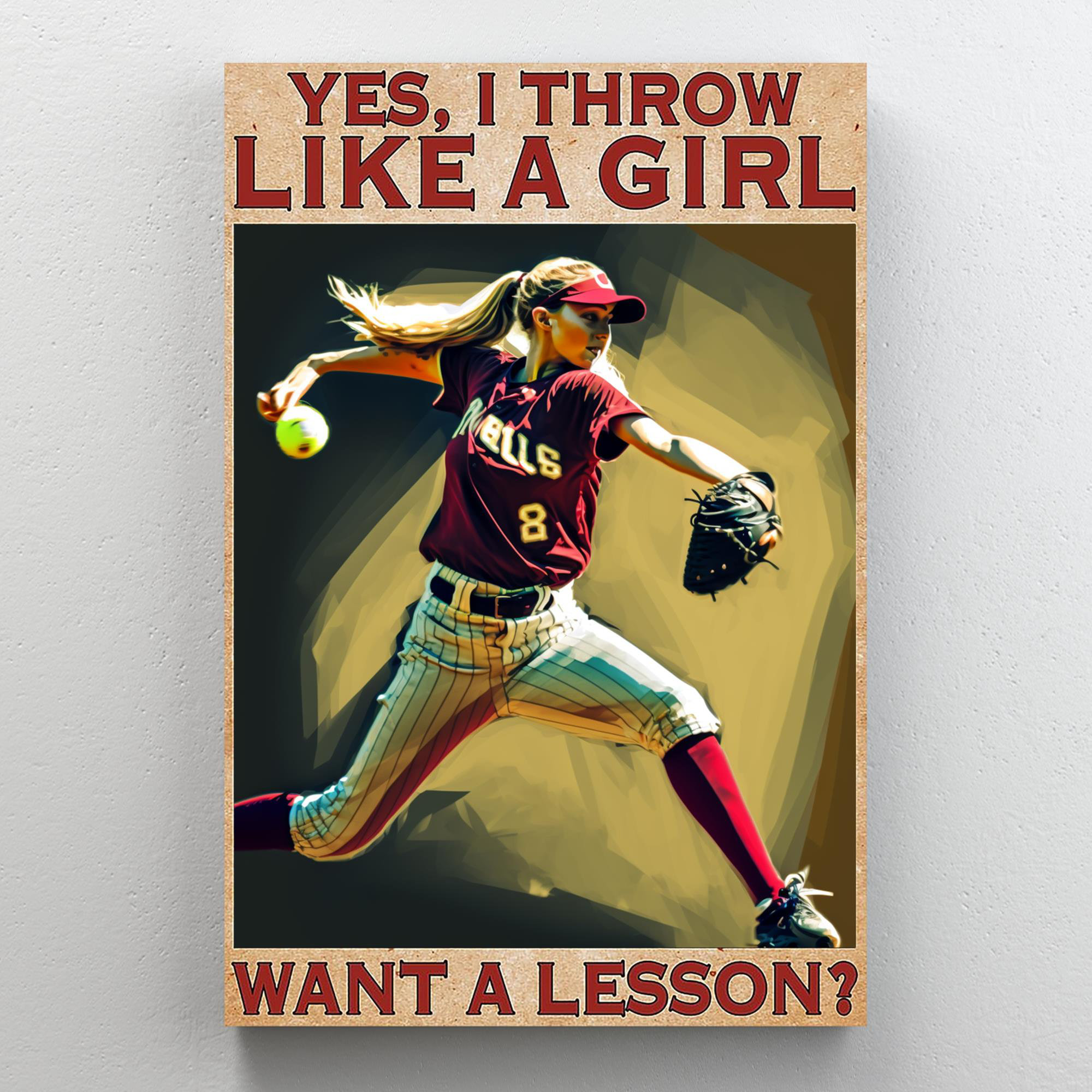 Trinx Yes I Throw Like A Girl Baseball On Canvas Graphic Art | Wayfair