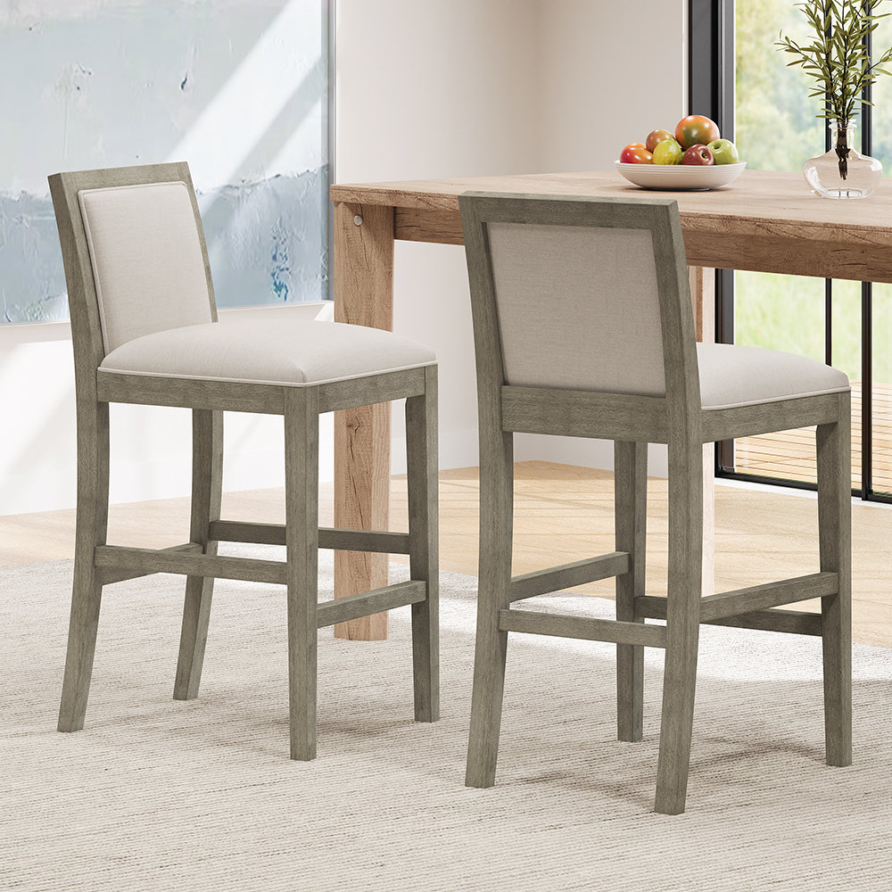 Red Barrel Studio® Bar Stools set of 2 with Rubber wood Frame suitable ...