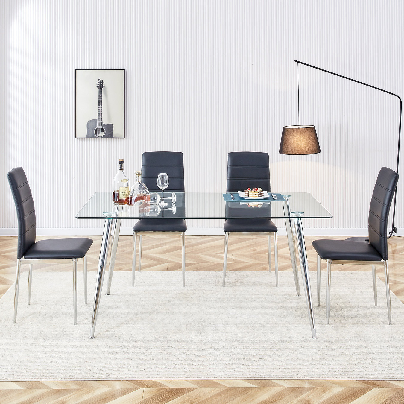 Wrought Studio™ Glass Dining Table Set Glass Table Set Kitchen Table ...