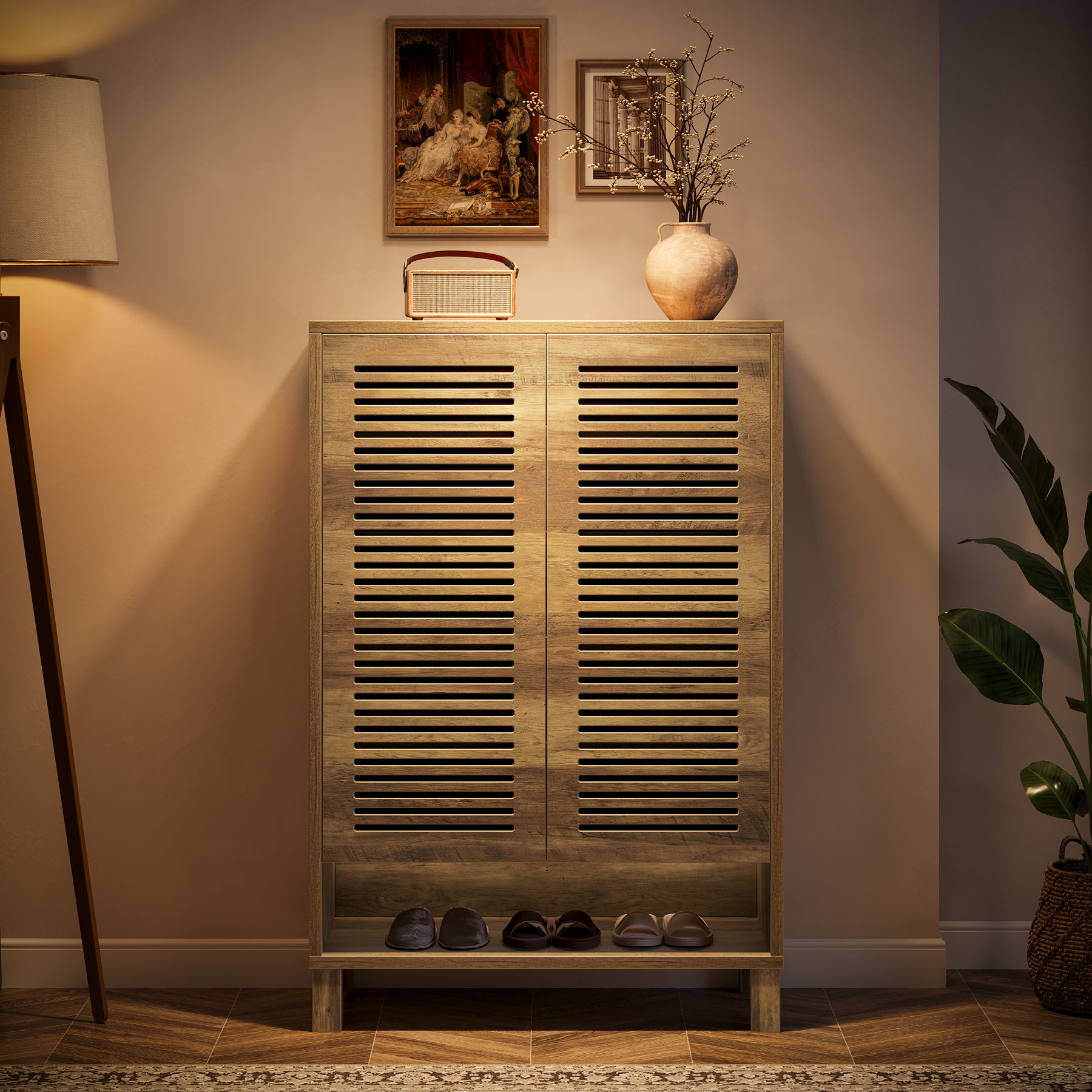 Rebrilliant 24 Pairs Shoes - 7 Tier Farmhouse Shoe Cabinet with ...