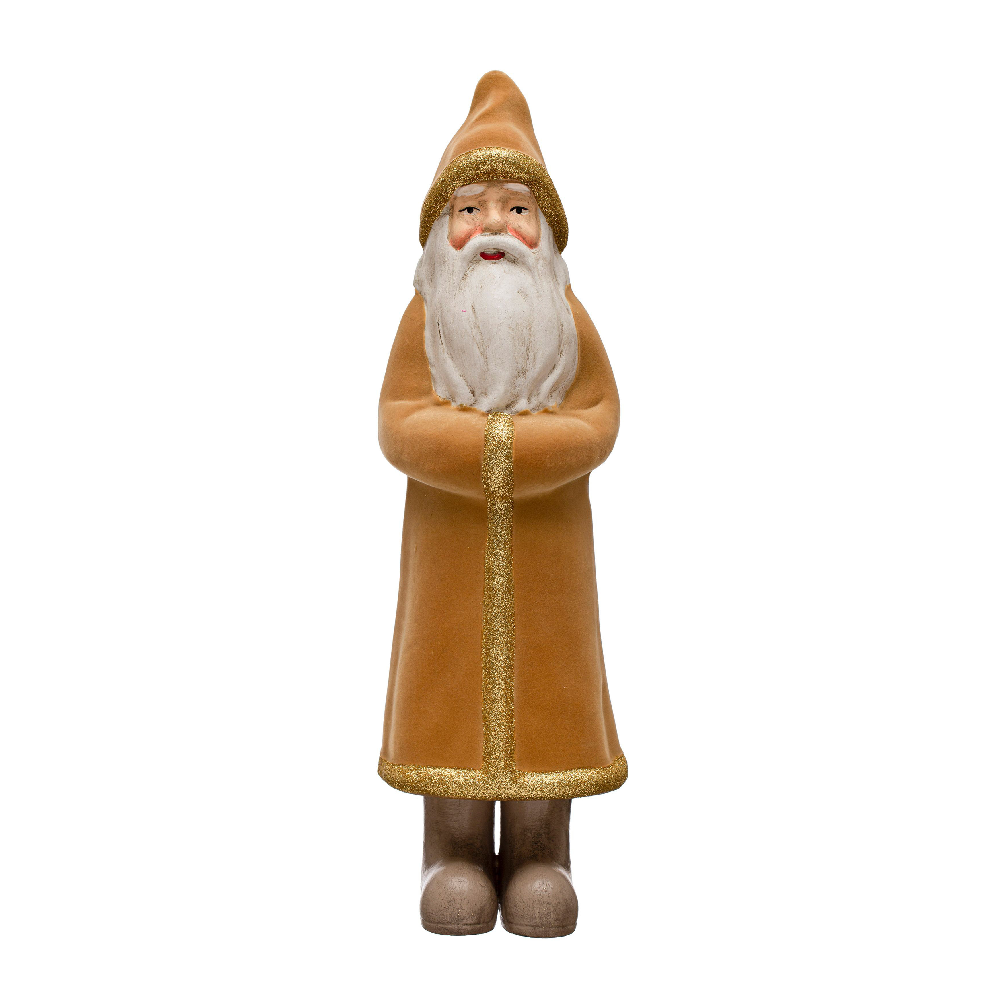 The Holiday Aisle® Flocked Wood Santa With Glitter | Wayfair