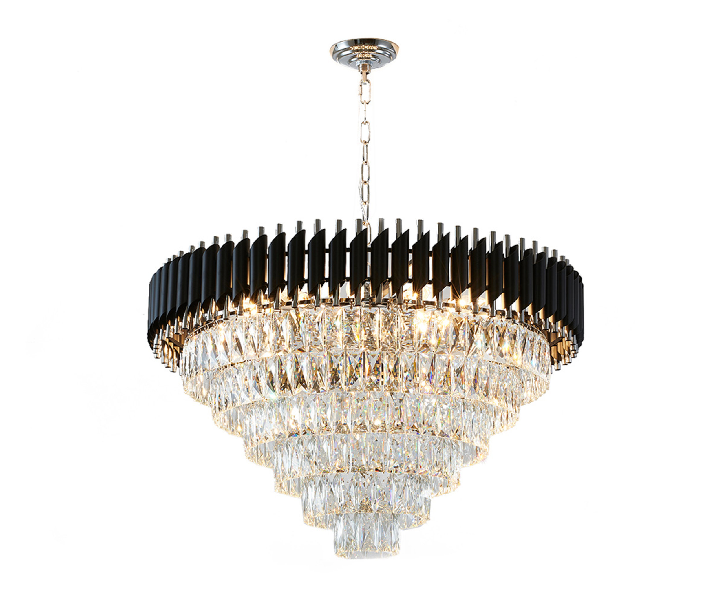 Everly Quinn Oakham 16 Light Transitional Gold and Black Crystal ...