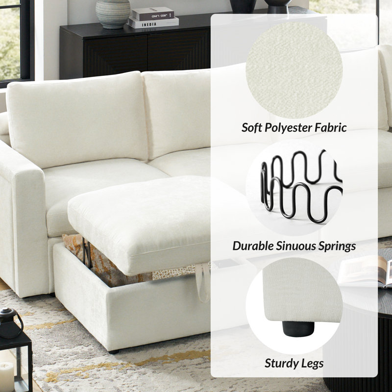 Ebern Designs Doulyn 4 Piece Storage Modular Sectional Sofa With Multi ...