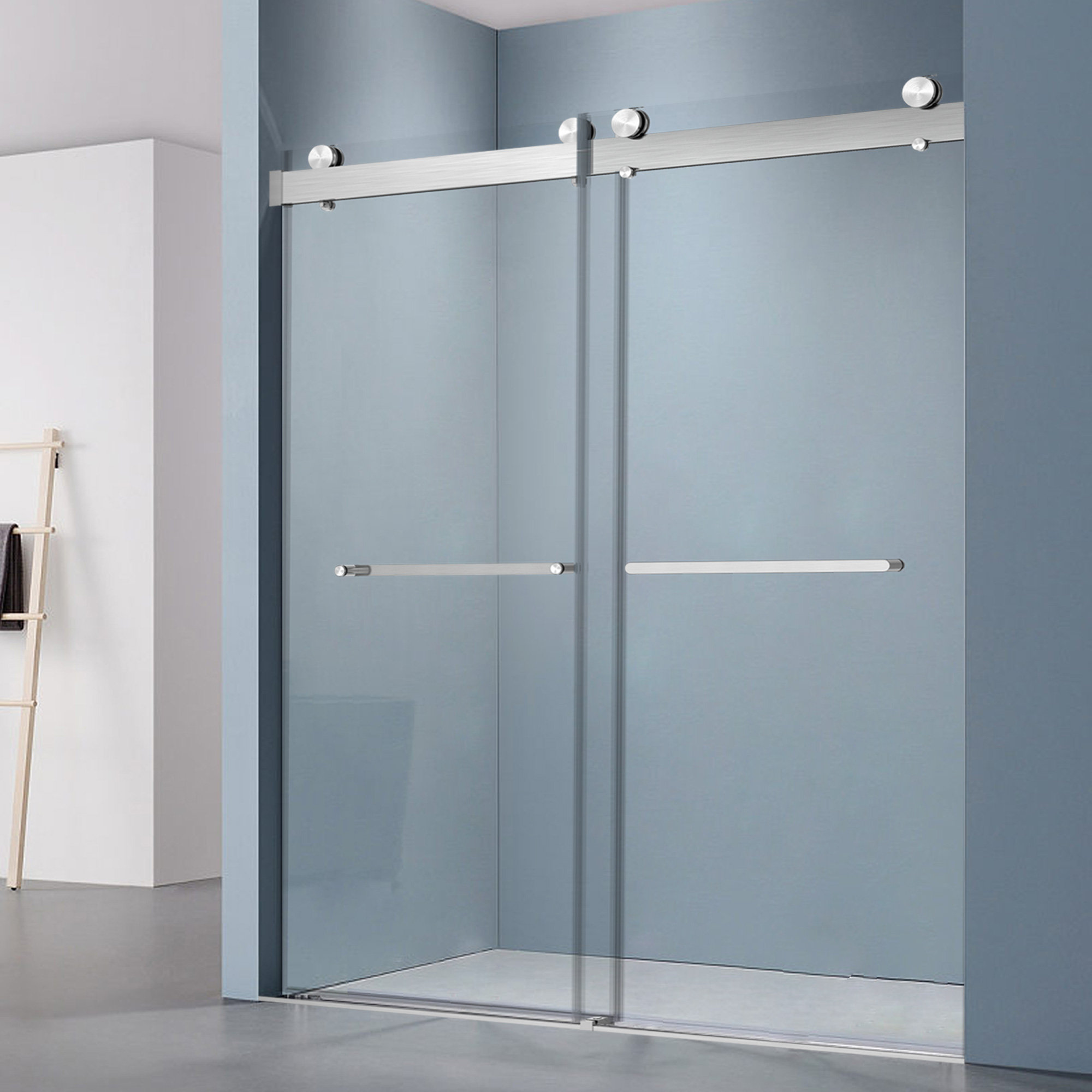 DEJIN 60'' - W x 76'' H Double Sliding Door Frameless Shower Door with | Wayfair
