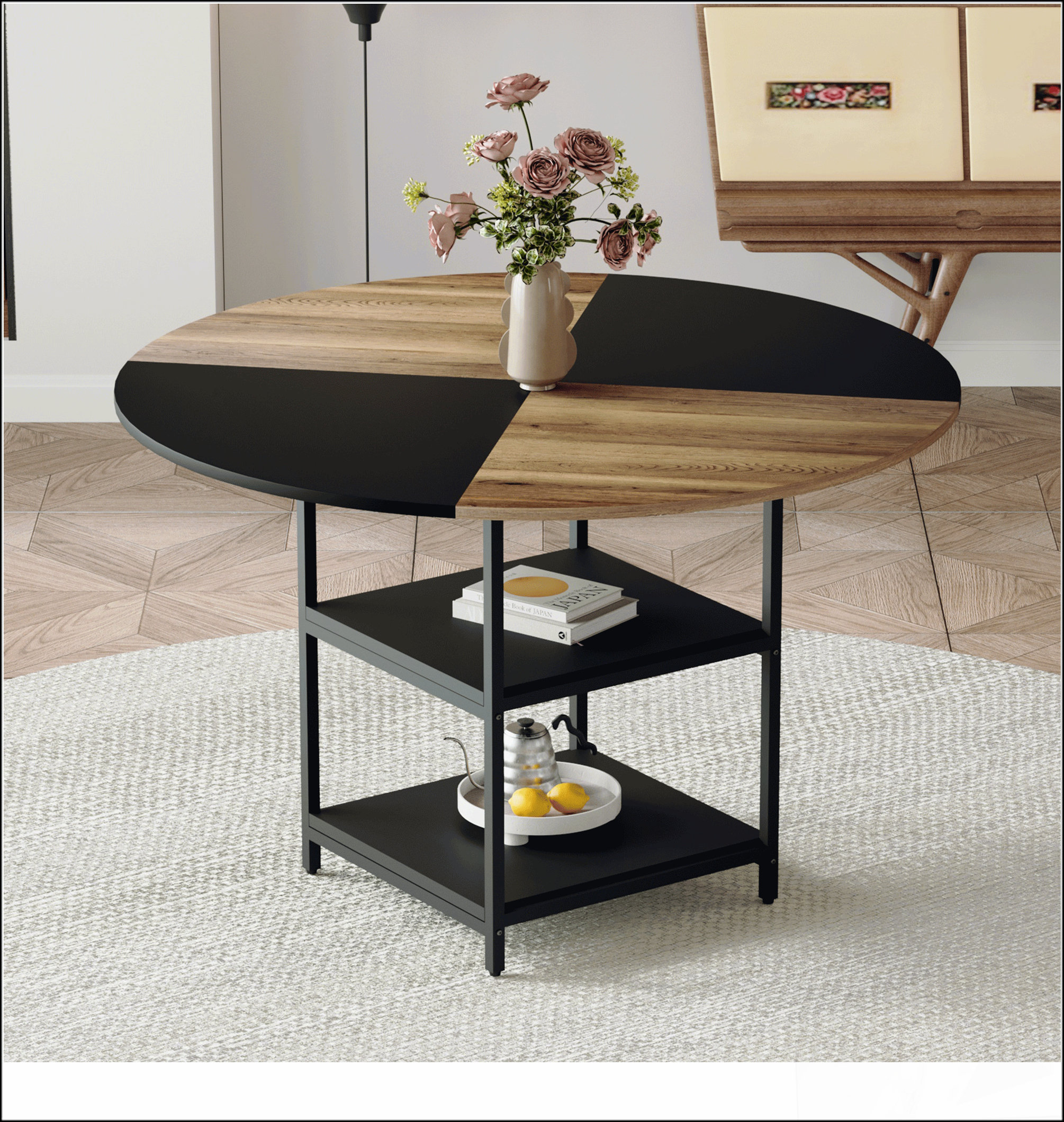 Ebern Designs 47.3-inch diameter modern splicing circular dining table ...