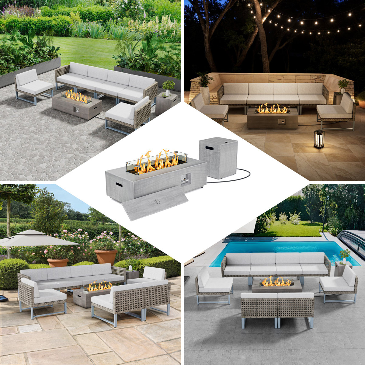 Latitude Run® 12.6’’ H X 42’’ W Metal Propane Outdoor Gas Fire Pit ...