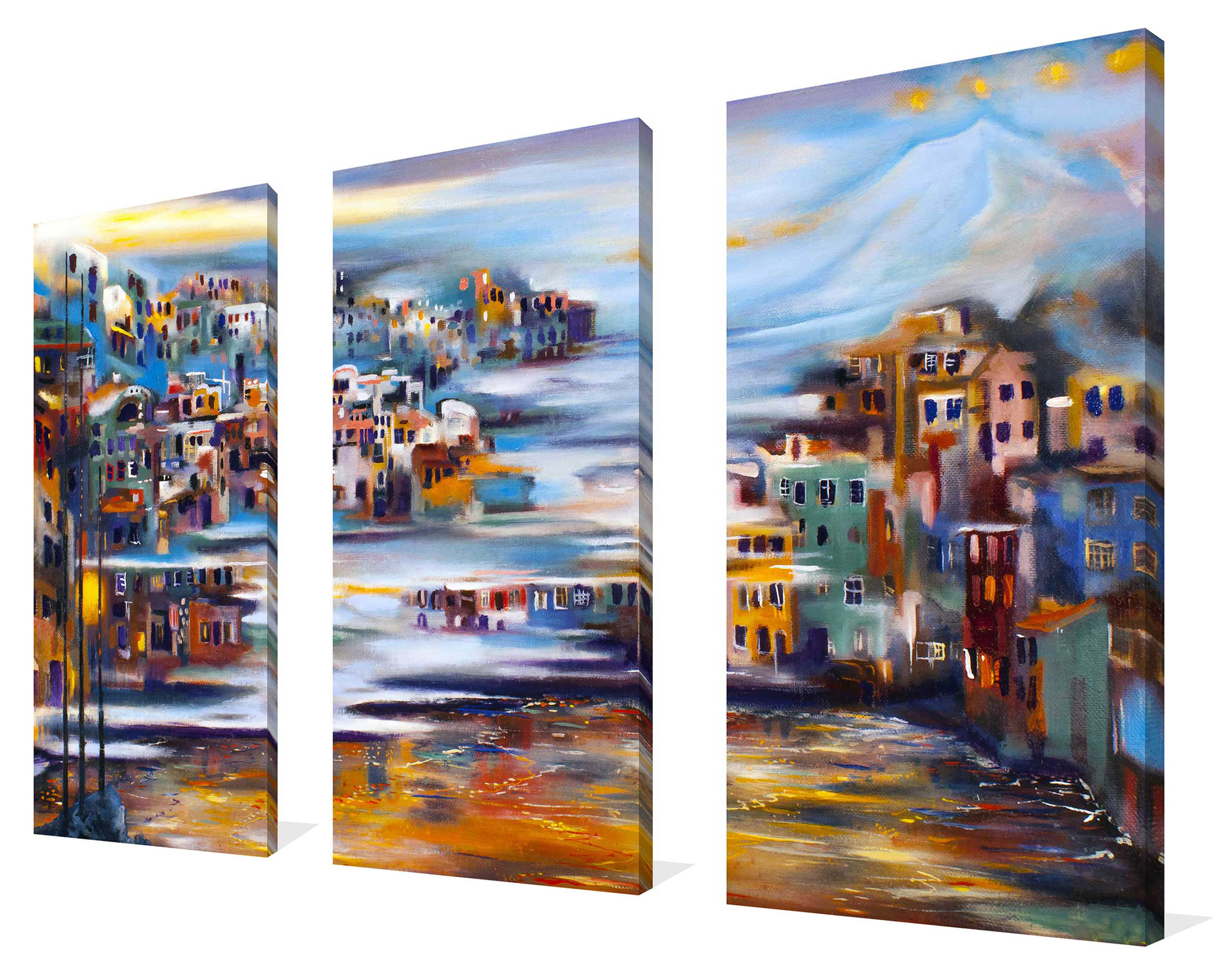 Latitude Run® Mediterranean Abstract - 3 Piece Wrapped Canvas Painting ...