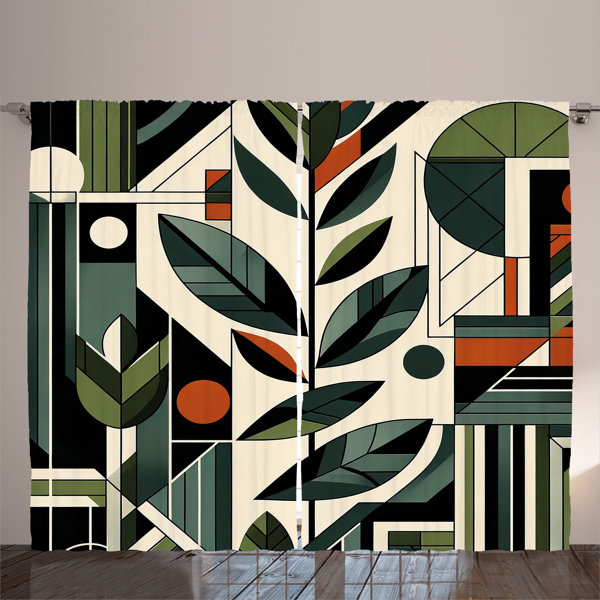 Latitude Run® Curtains 2 Panel Set, Futurist Boho, Pale Reseda Green ...