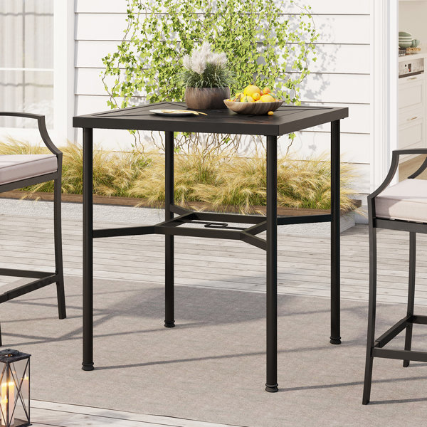 Lark Manor Alyne Square Metal Outdoor Bar Table & Reviews | Wayfair