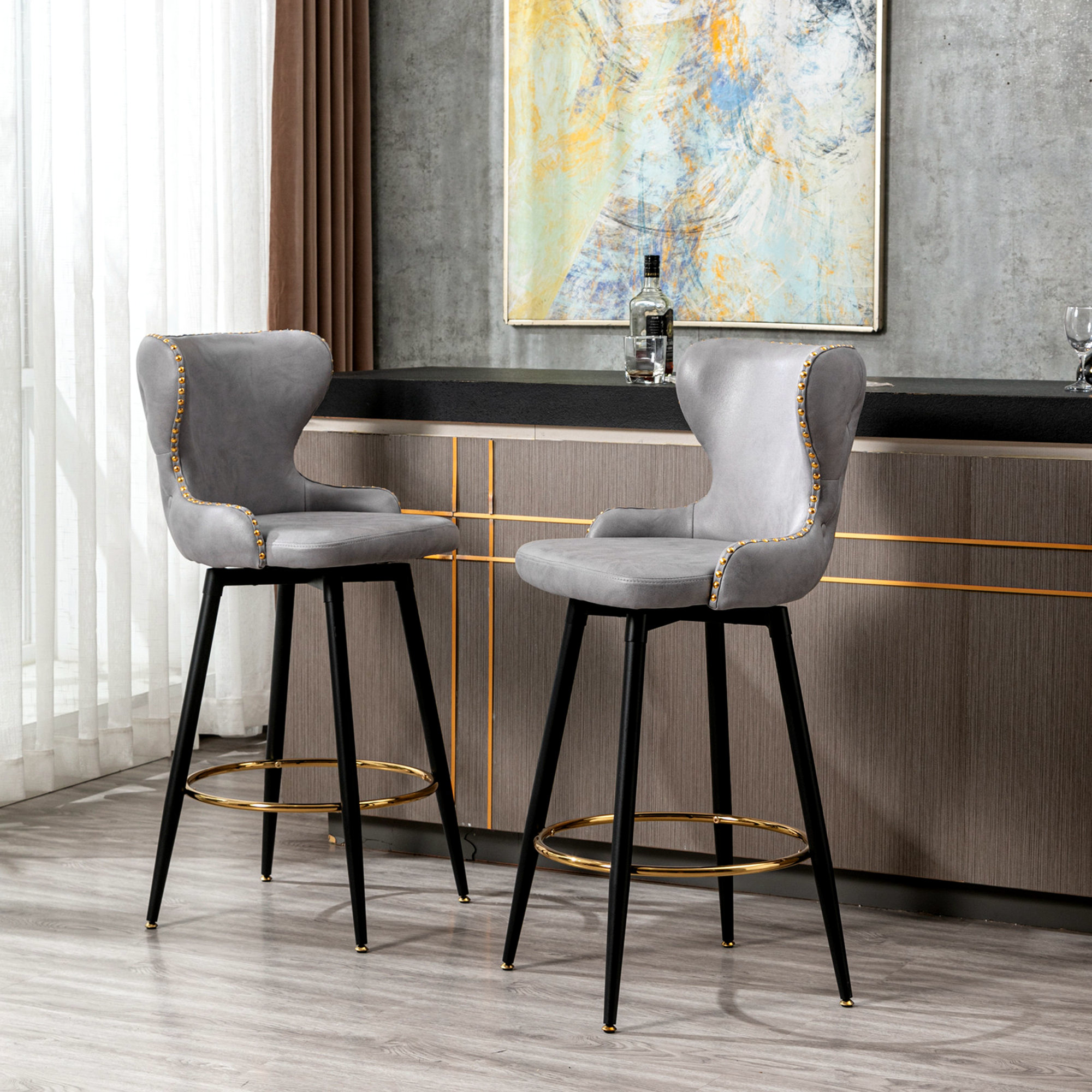 Corrigan Studio Ensemble de 2 tabourets de bar pivotants avec ...