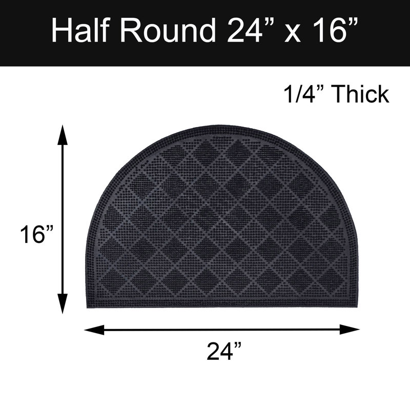 Evideco Outdoor Half Round Door Mat 24x16 Drew Checkerboard Design ...