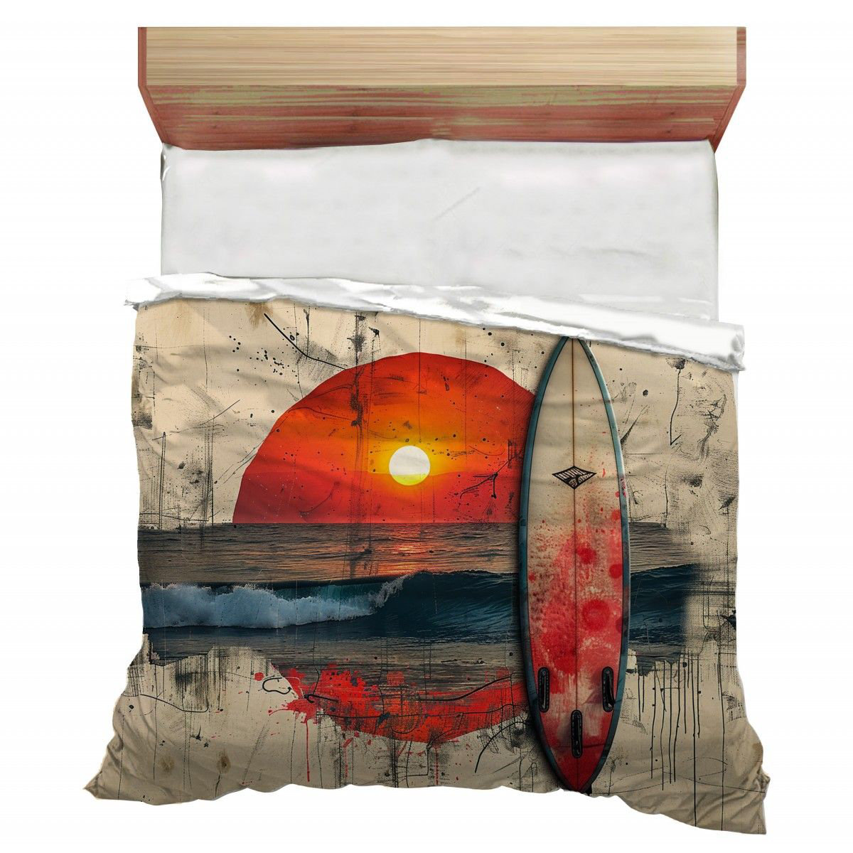 VisionDecor Surfing Bedding Sports Duvet Cover Ocean Wave | Wayfair
