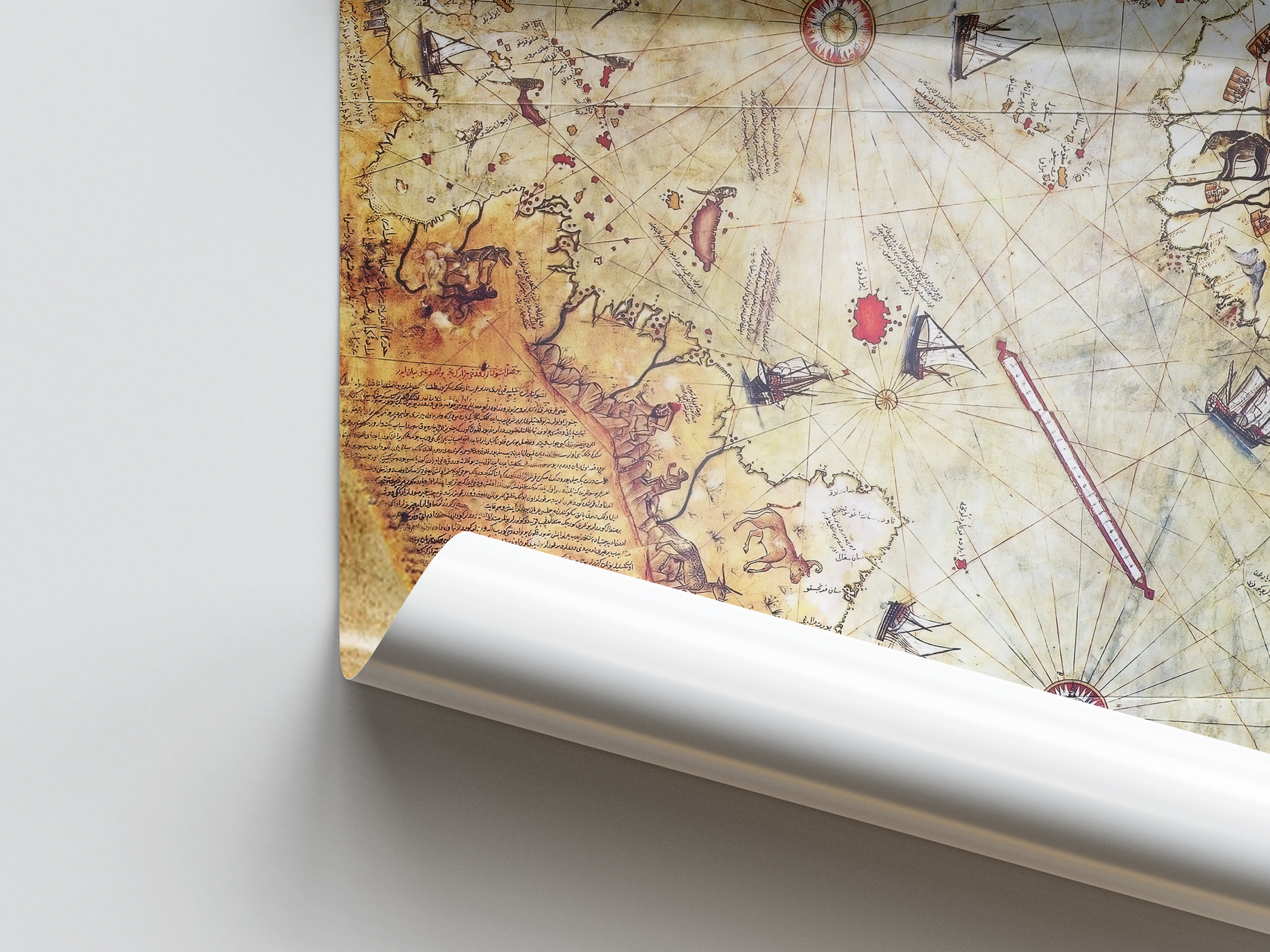 Breakwater Bay Piri Reis Map, Trendy Wall Decor, Map Artwork, Antique ...