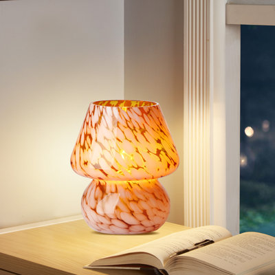 Wrought Studio 8" Glass Mushroom Lamp, Brown Tortoise, Glossy Finish ...