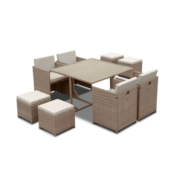 Brayden Studio 4 To 8-seater Rattan Cube Dining set | Wayfair.co.uk
