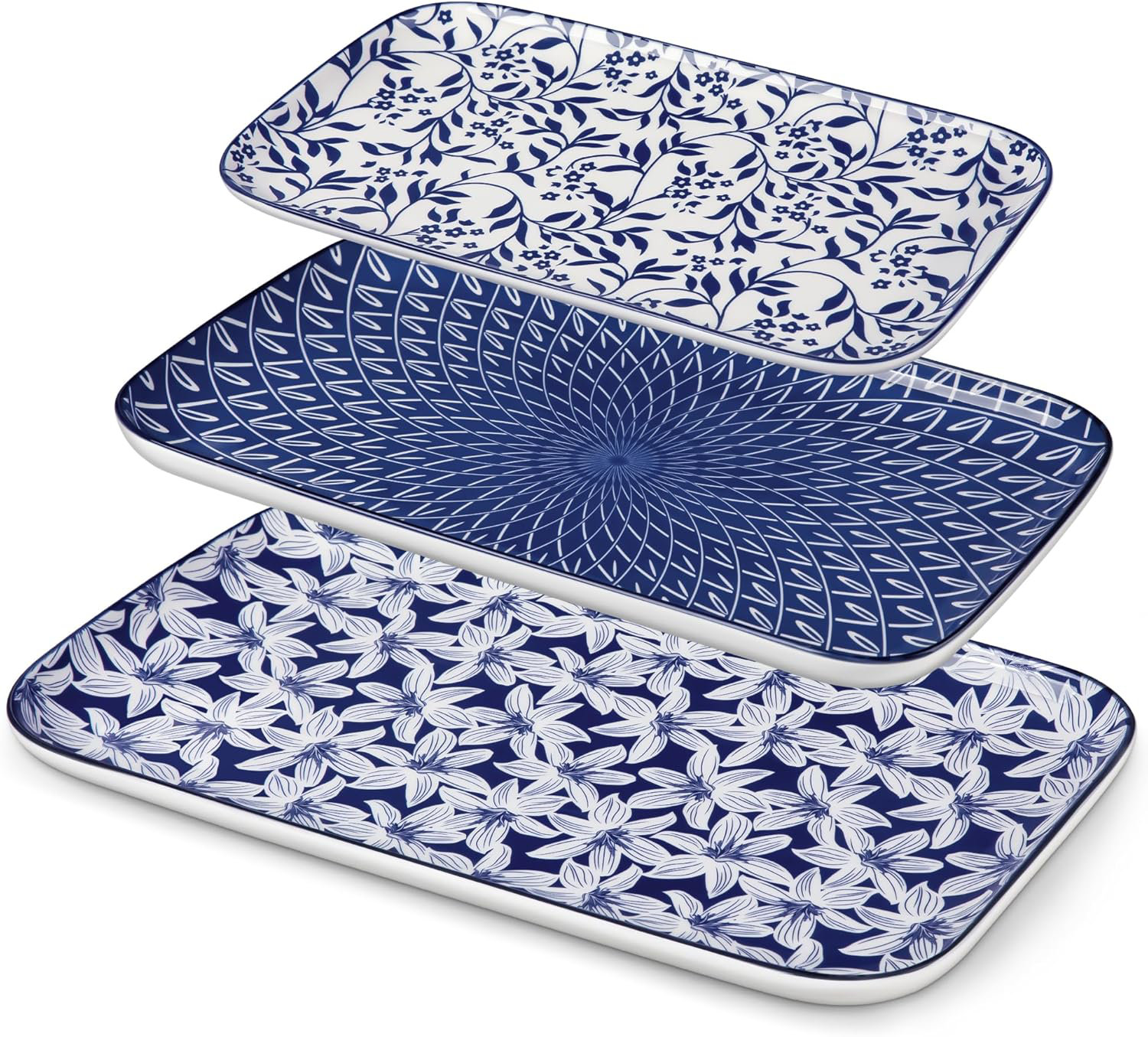 SHANXIQIANNA Serving Platters Set of 3, 16"/14"/12" Inch Rectangular ...