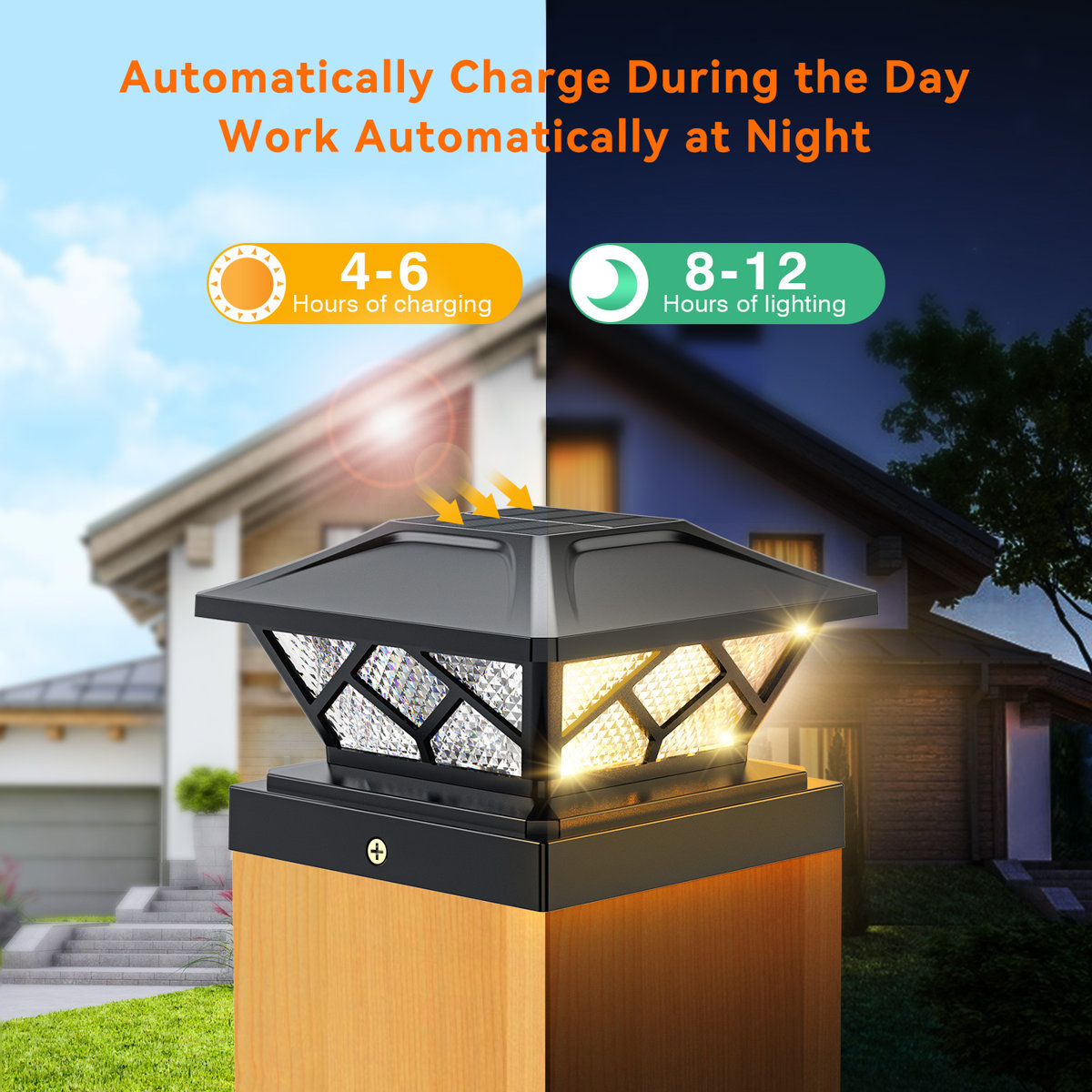 LETMY Solar Powered Integrated LED Fence Post Cap Light Pack & Reviews ...