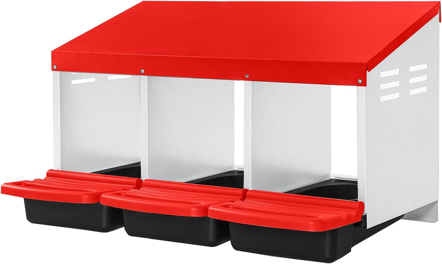 Tucker Murphy Pet™ Chicken Nesting Box, 3 Compartments Metal Laying ...