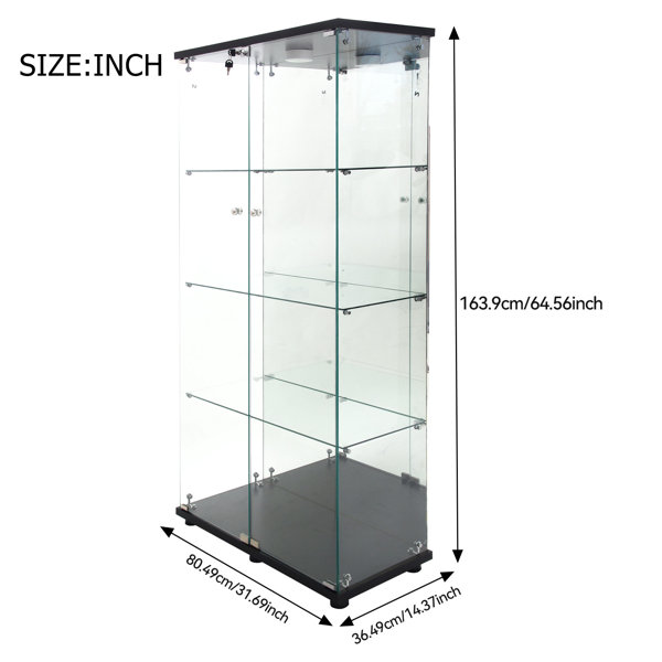 Abrahams Glass Display Cabinet with Mirrored Back Panel, Glass Display ...