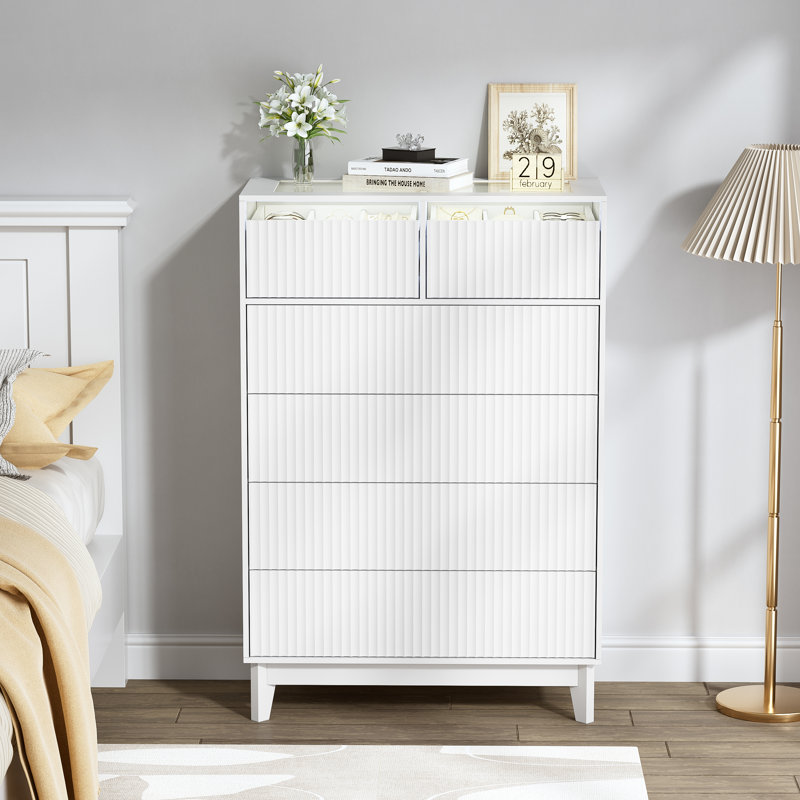 George Oliver Fluted Drawers Dresser, 47.2" Tall Modern Chest Of ...