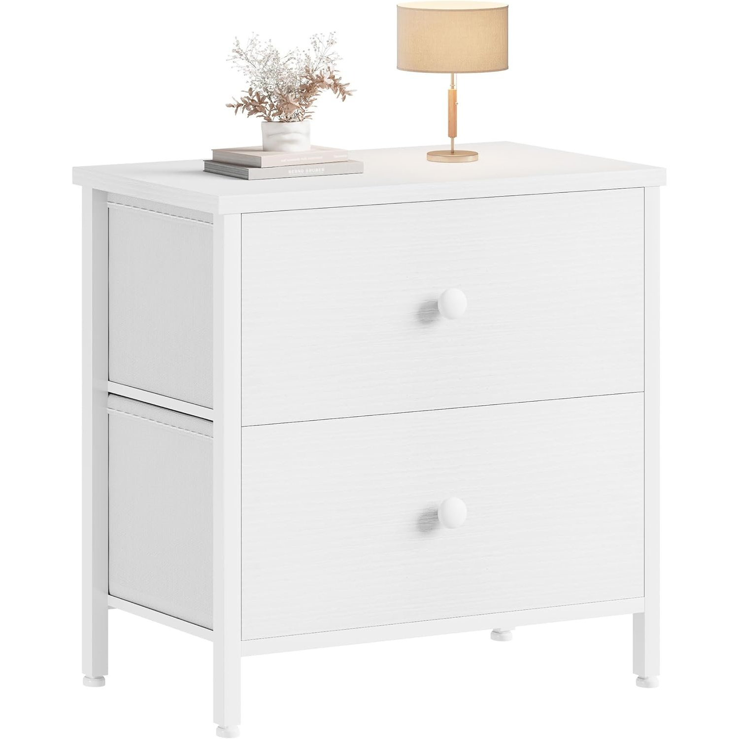 Latitude Run® Nightstand 2 Drawer for Bedroom,Small Night Stand with ...